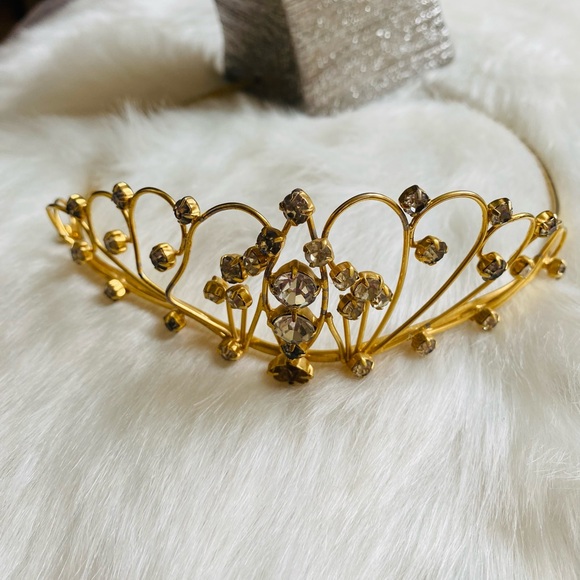 Accessories | Gold Vintageinspired Hair Tiara With Crystal Details ...